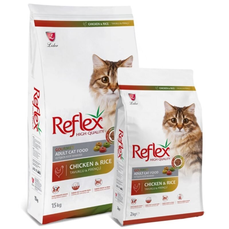 Reflex Adult Cat Food with Chicken and Rice 2kg, 3kg, 15kg - Petshub.pk